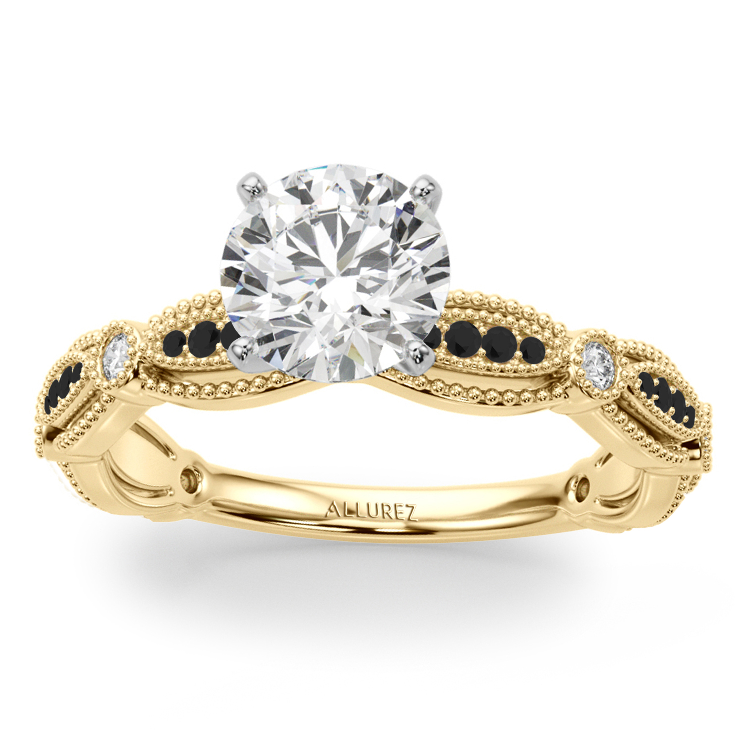 Antique Style Lab Black Lab Grown Diamond & Lab Grown Diamond Bridal ...