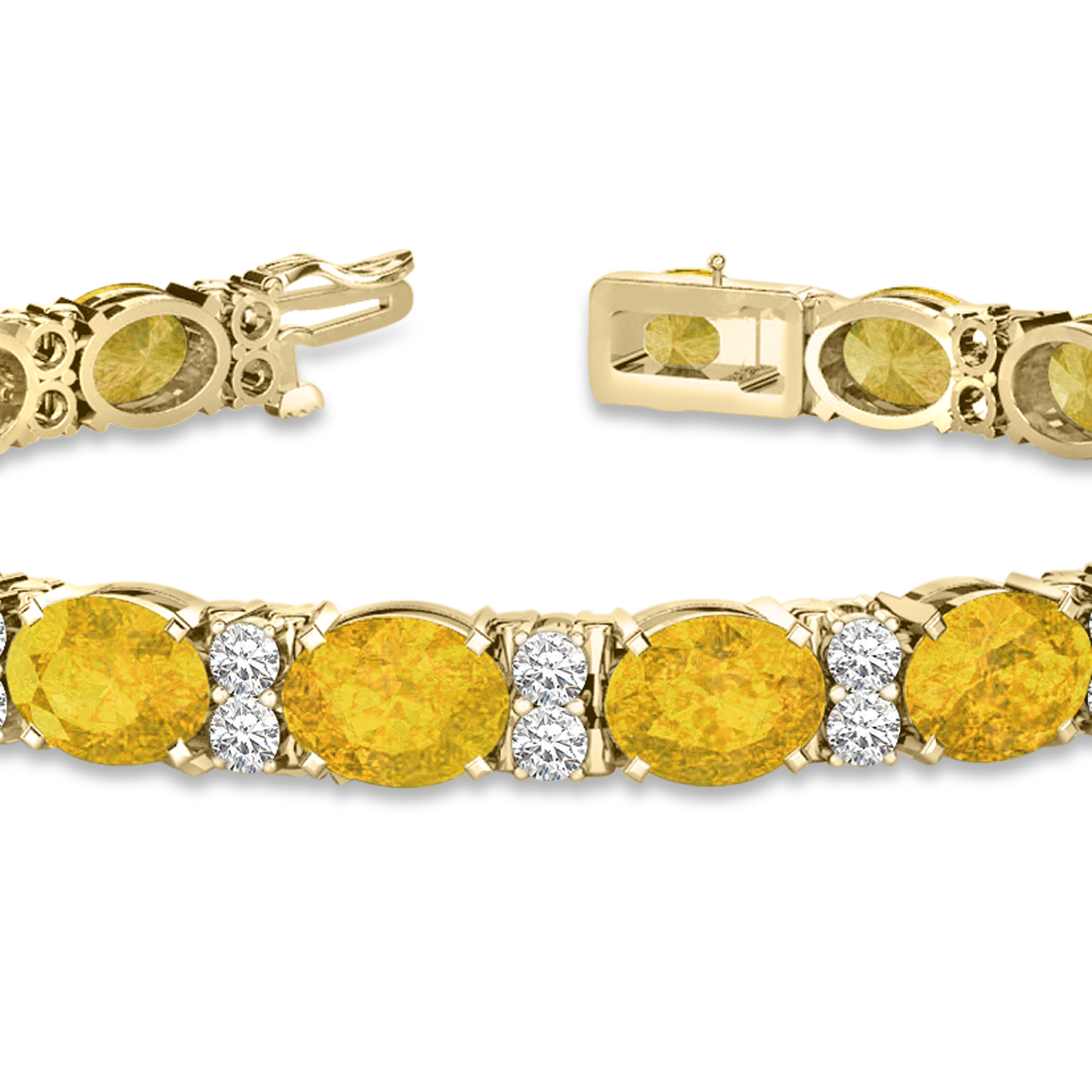 Diamond And Oval Cut Yellow Sapphire Tennis Bracelet 14k Yellow Gold 13