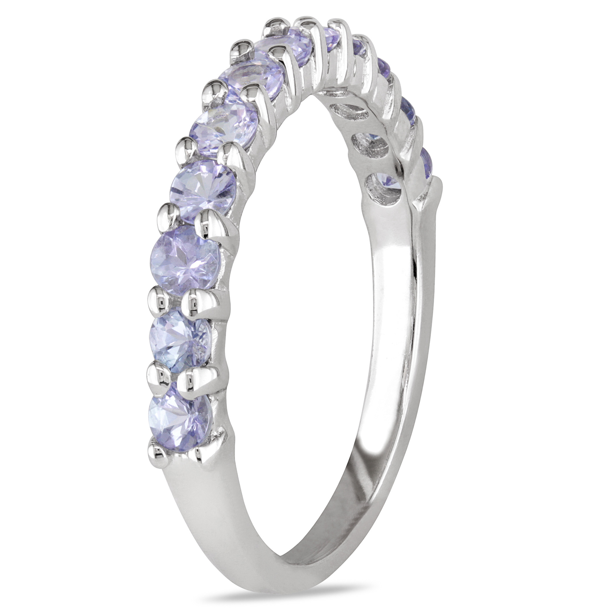 Semi Eternity Tanzanite Wedding Ring Band Sterling Silver 0.80ct - DE280