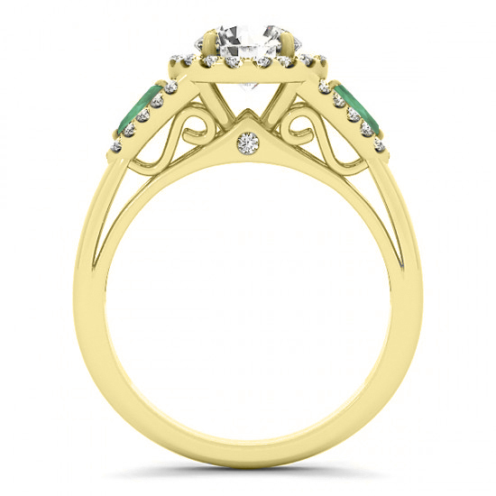 Lab Grown Diamond & Marquise Lab Emerald Engagement Ring 14k Yellow ...
