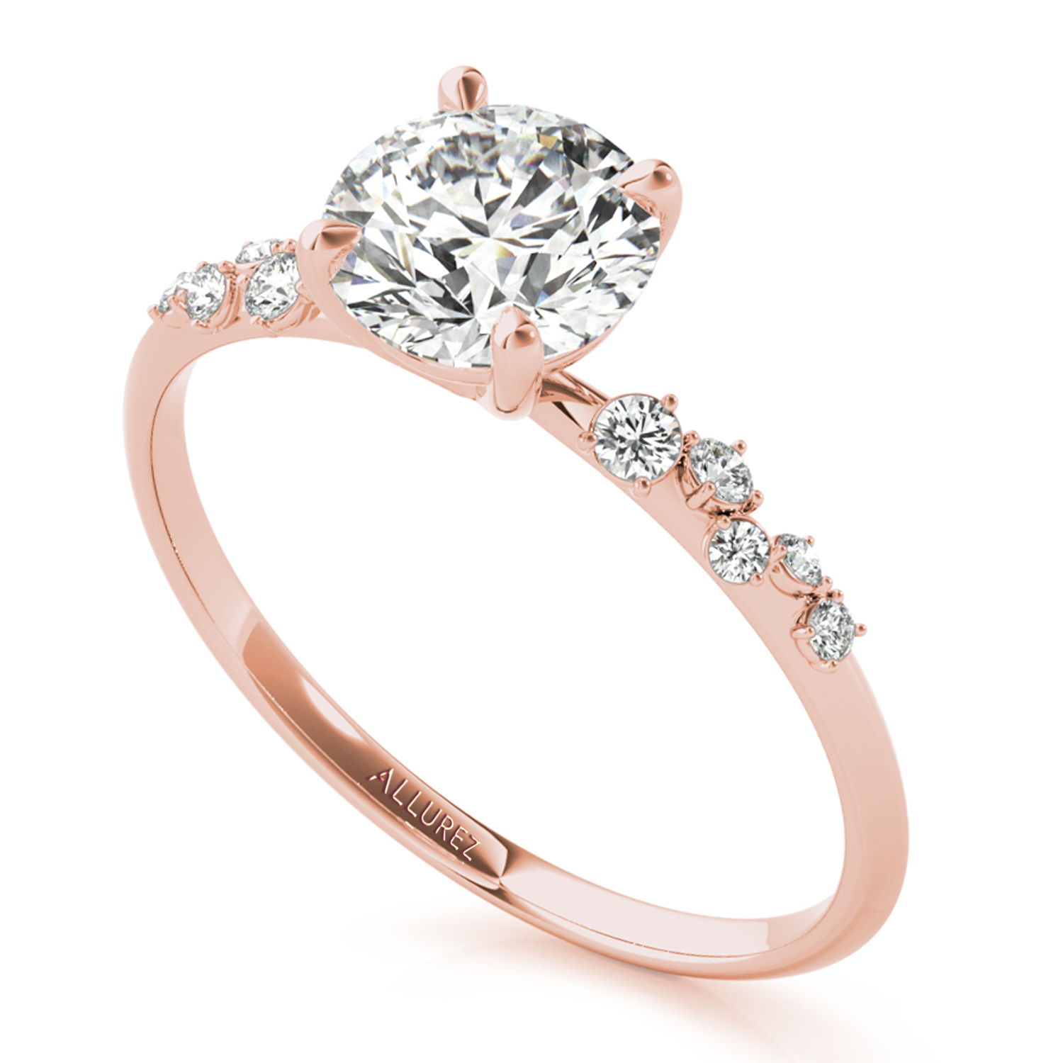 Lab Grown Diamond Scatter Engagement Ring 18K Rose Gold (0.13ct ...