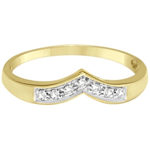 Classic Chevron V Shaped Diamond Ring 14k Yellow Gold 0.10ct - CBR472