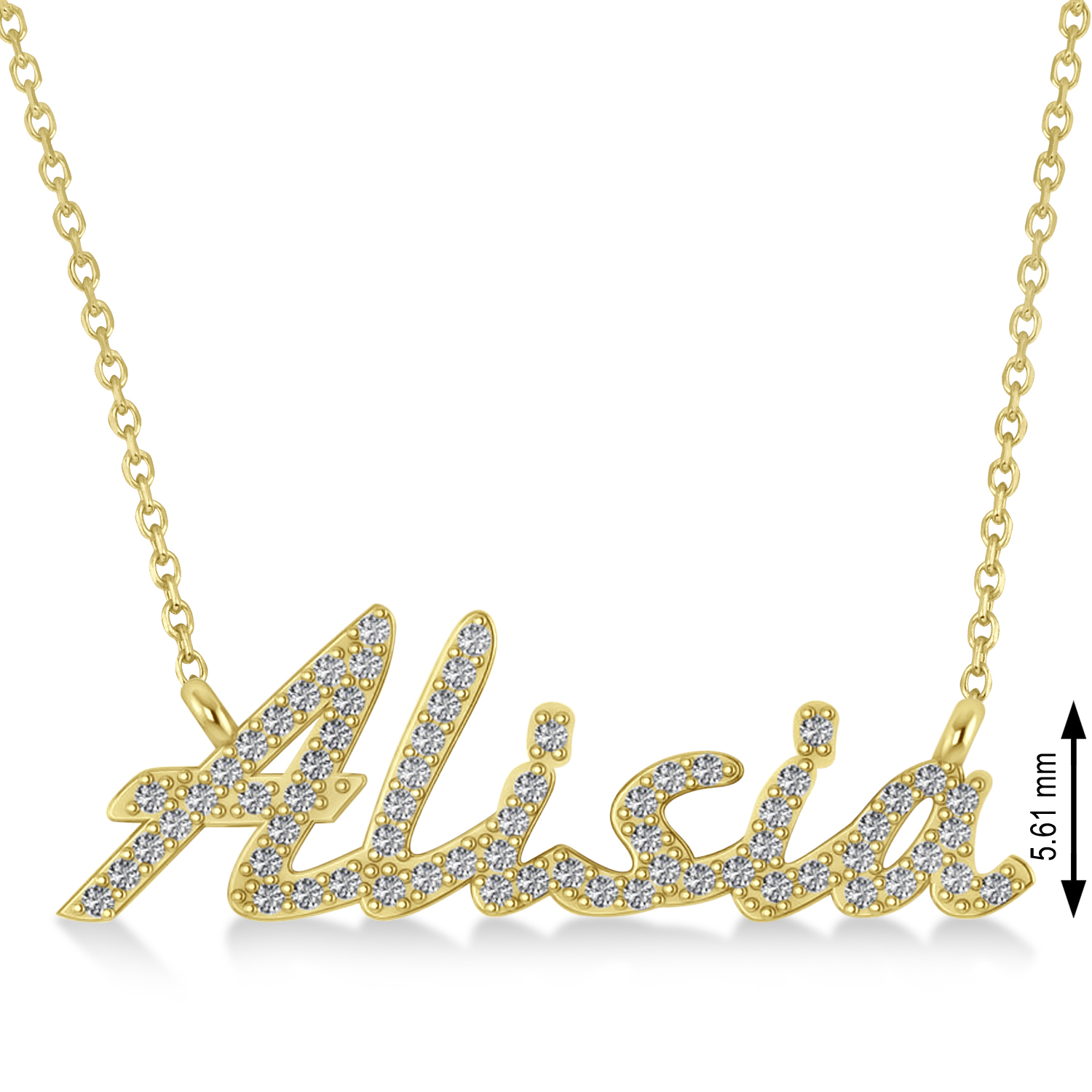 Personalized Diamond Name Pendant Necklace 14k Yellow Gold AZ6194