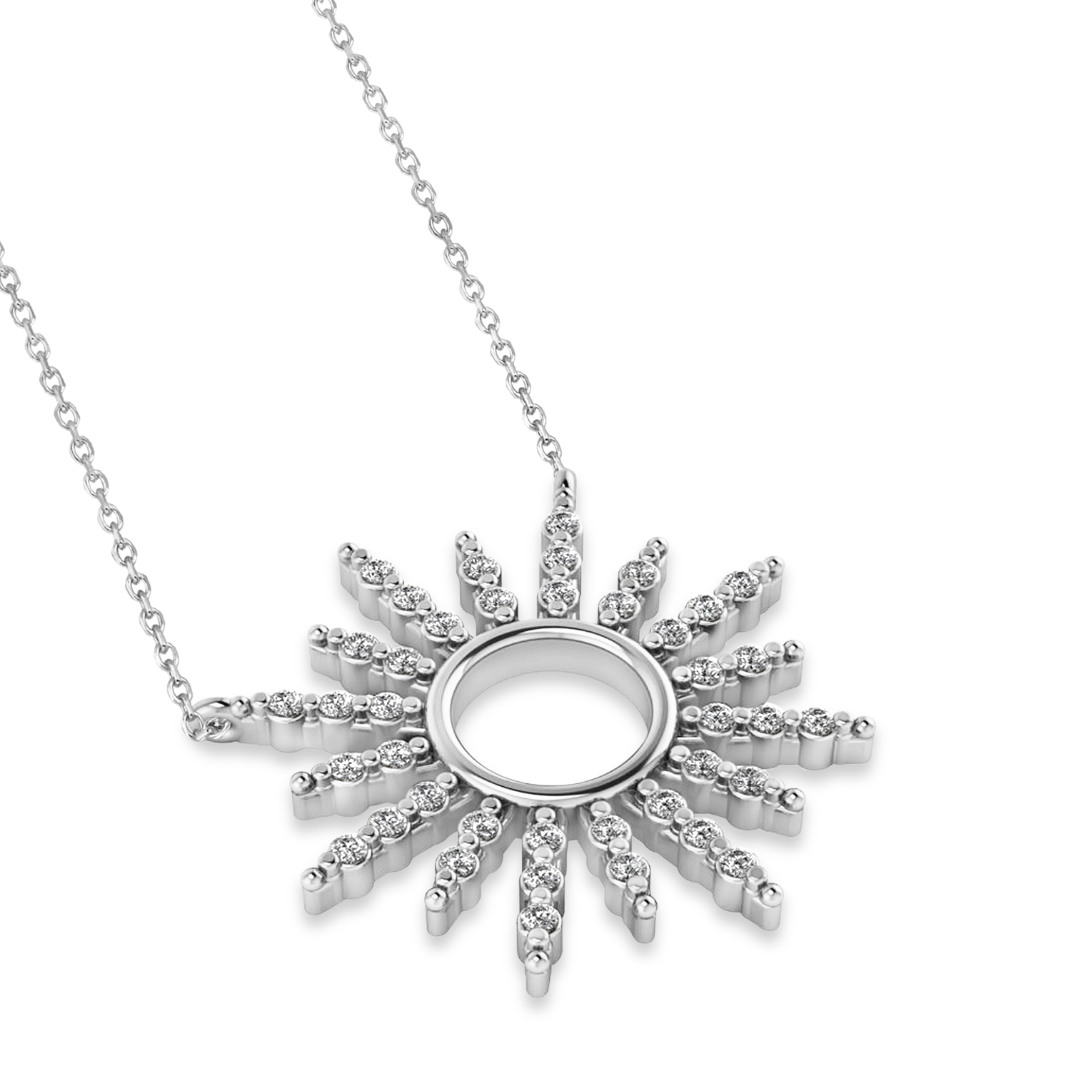 Diamond Sun Pendant Necklace 14k White Gold (0.56ct) - AZ9813