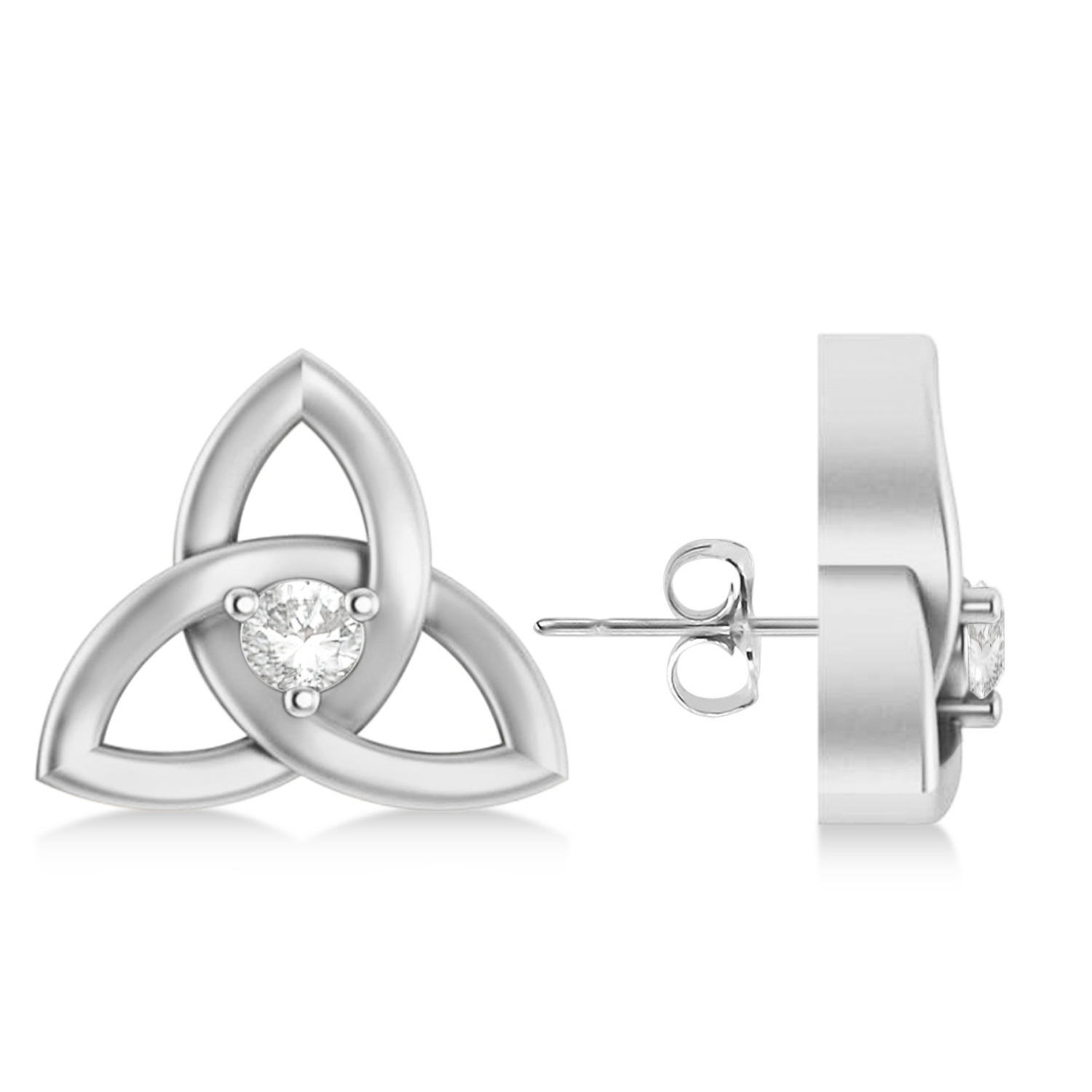 Diamond Celtic Knot Stud Earrings 14k White Gold 0.10ct AZ9879