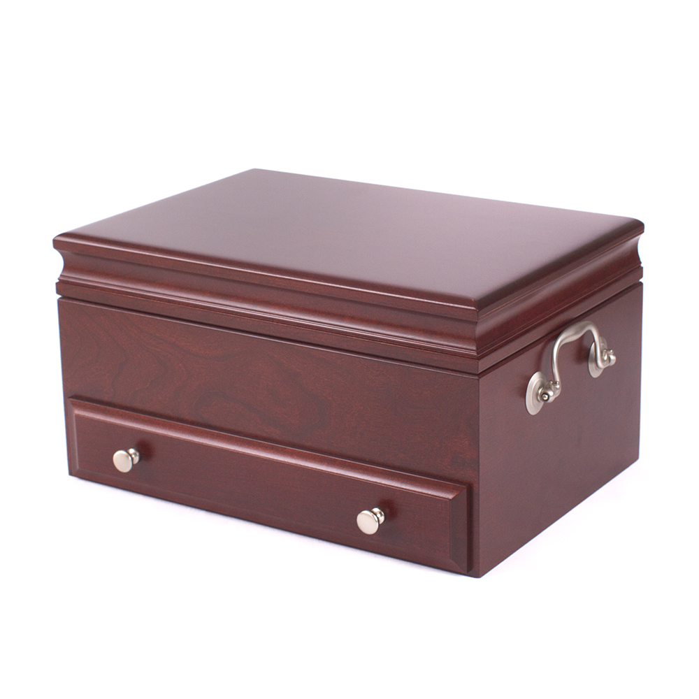 Solid American Cherry Hardwood Jewelry Chest with Rich Mahogany Finish ...