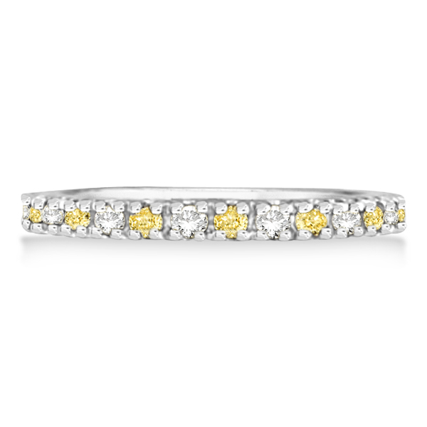 Yellow Canary & White Diamond Stackable Ring Band 14k Gold 0.25ct - IR155