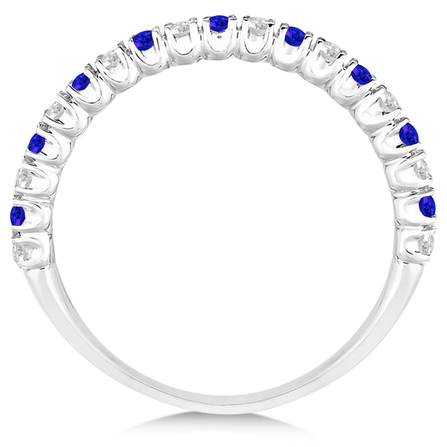 Tanzanite & Diamond Wedding Band Anniversary Ring 14k White Gold 0.50ct ...