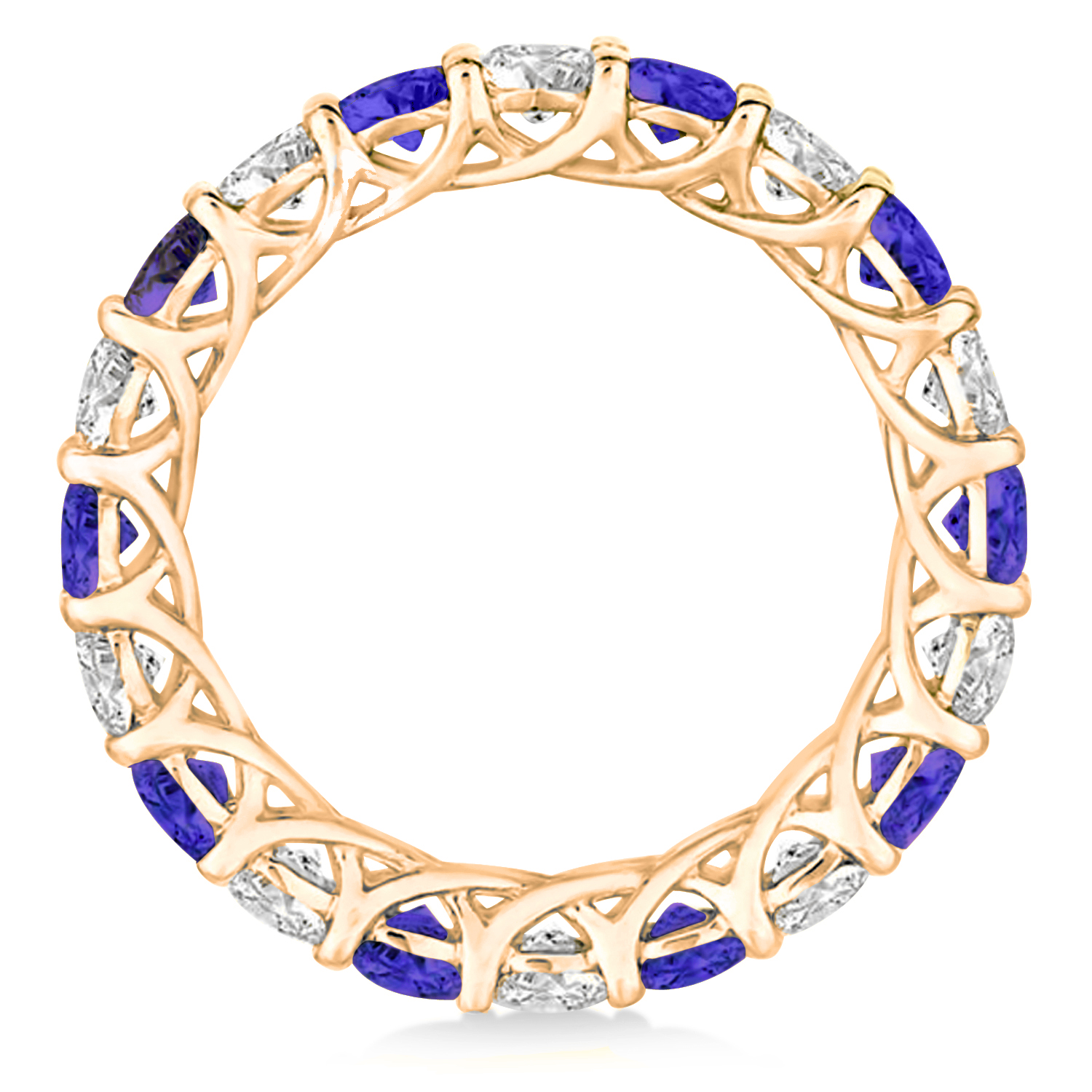Luxury Diamond & Tanzanite Eternity Ring Band 14k Rose Gold 4.20ct - IR2291