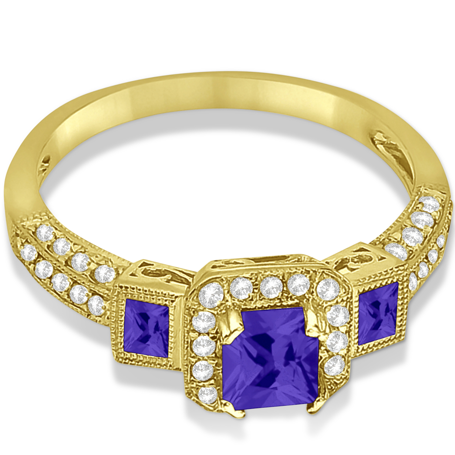 Tanzanite And Diamond Engagement Ring In 14k Yellow Gold 1 35ct Cbr562