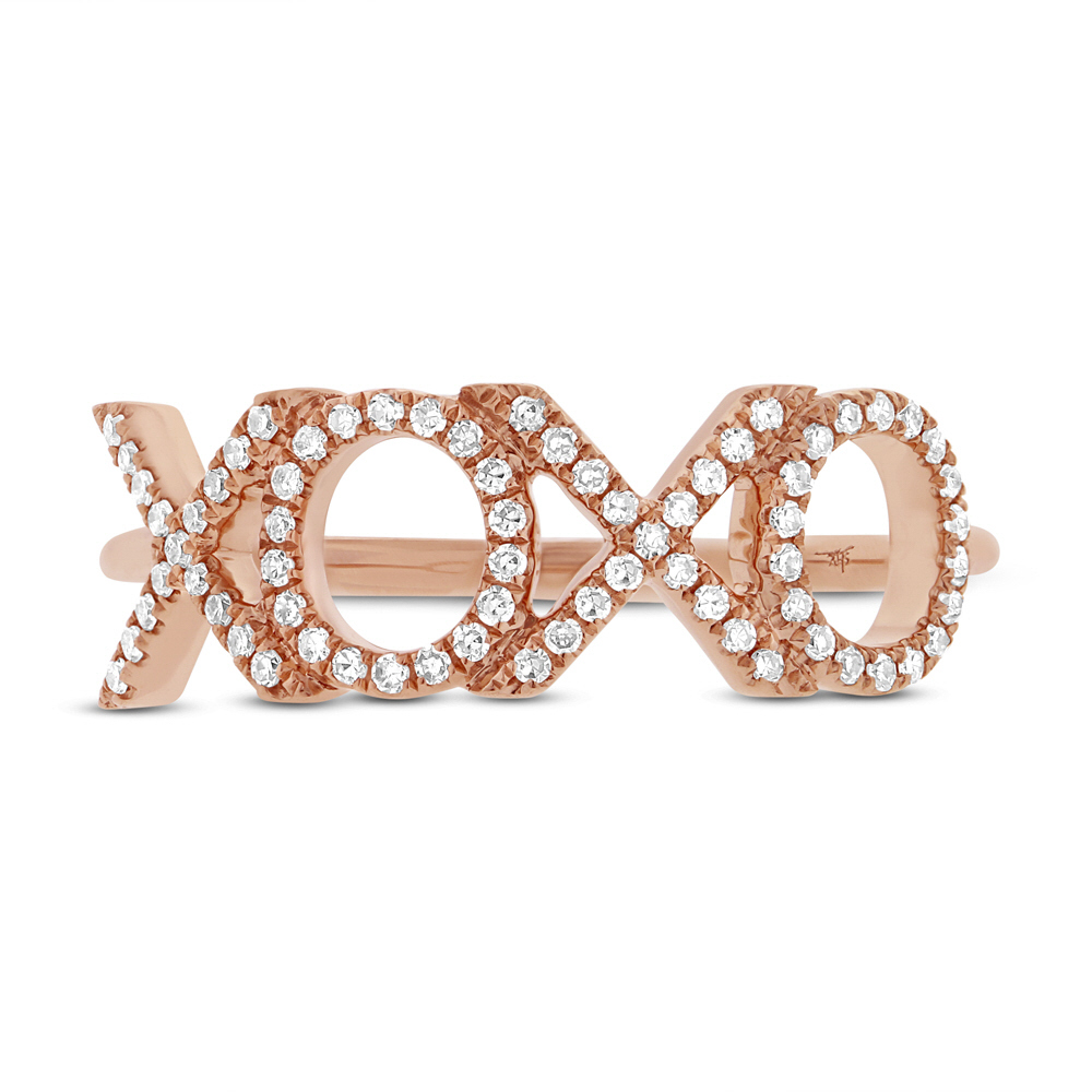 0.18ct 14k Rose Gold Diamond ''XOXO'' Ring - SC55001766