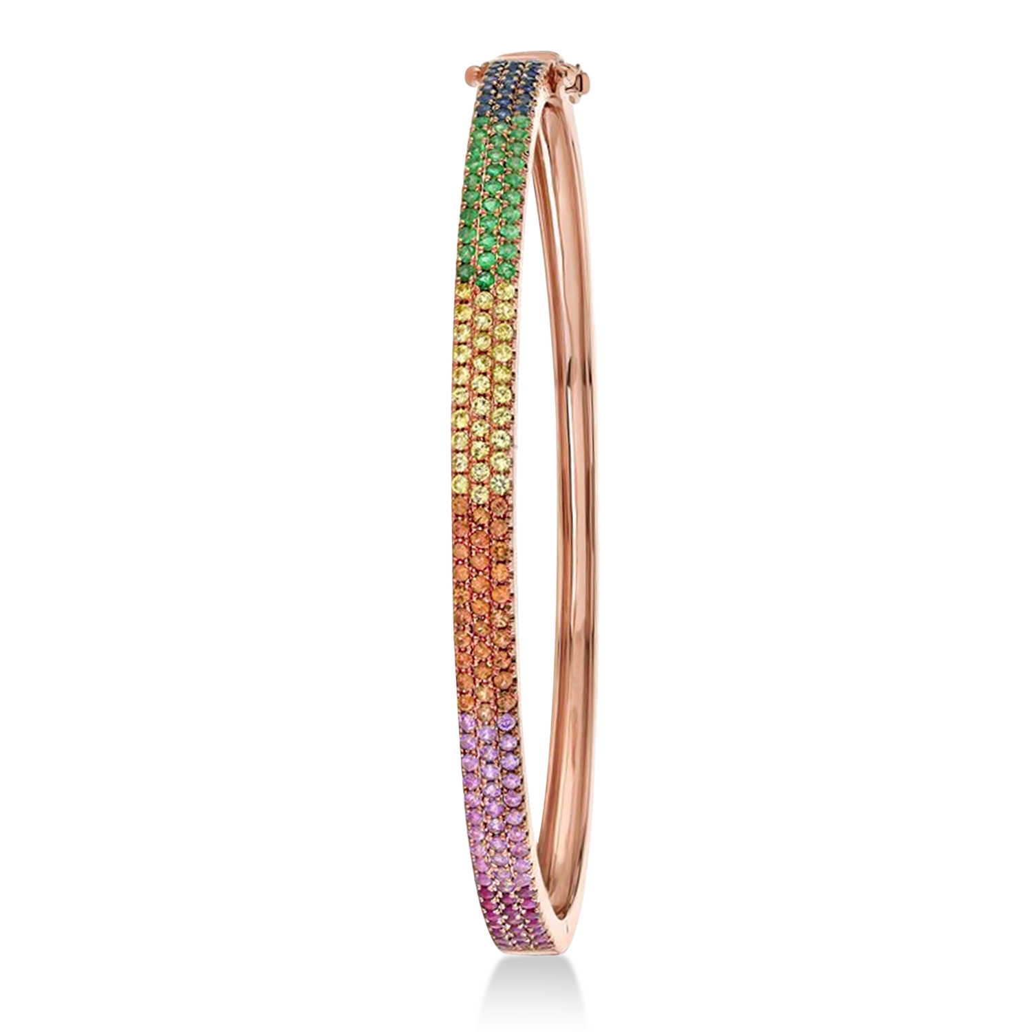 Rainbow Sapphire Pave Bangle in 14k Rose Gold (1.55ct) - AZ21472
