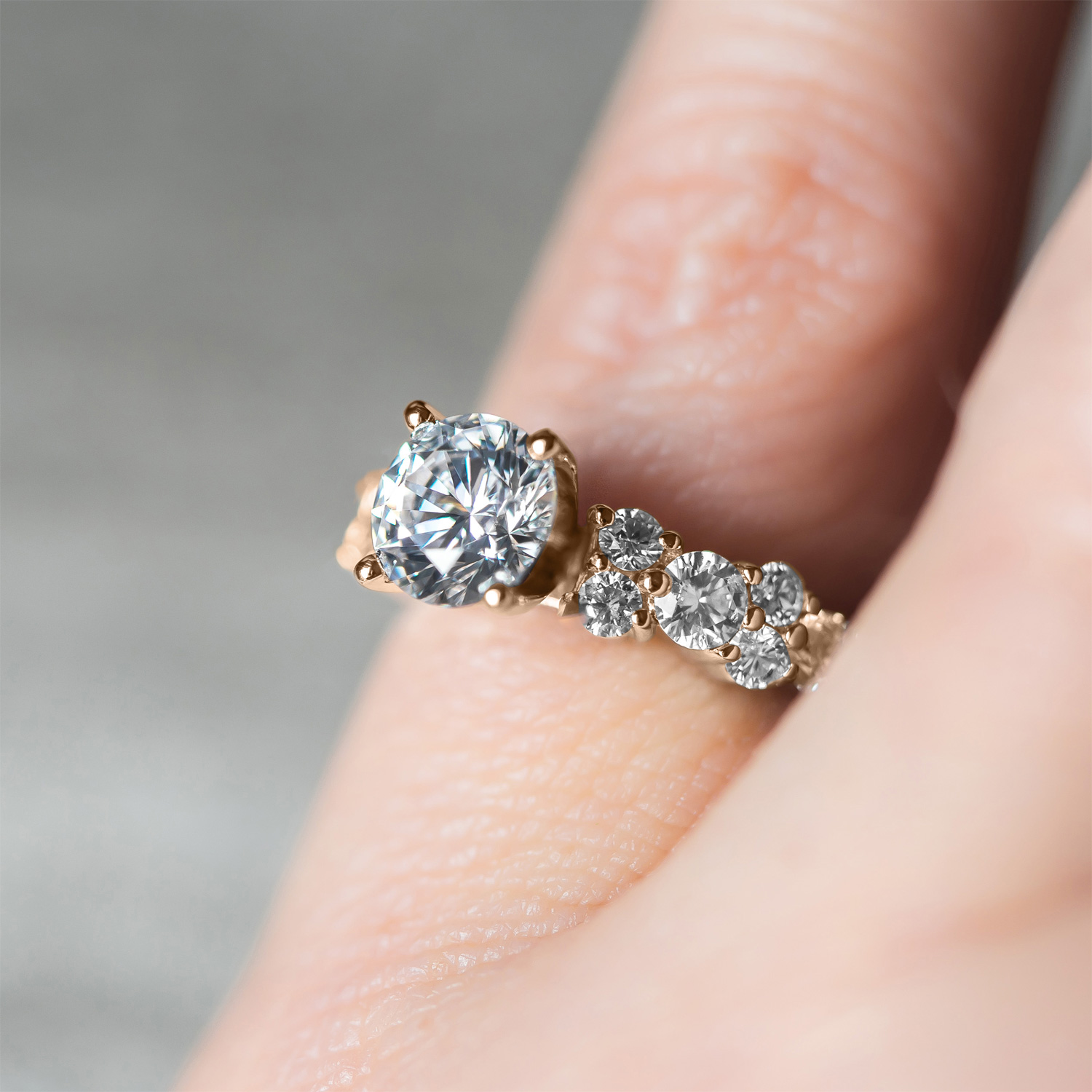 Diamond Garland Engagement Ring Setting 14K Rose Gold 0.66ct NG11025